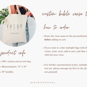 Custom Bible Verse Tote, Christian Tote Bag, Christian Girl Gift ...