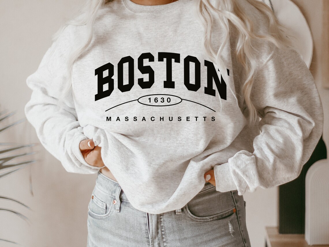 Boston Sweatshirt Boston Varsity Crewneck Boston Sweatshirt - Etsy