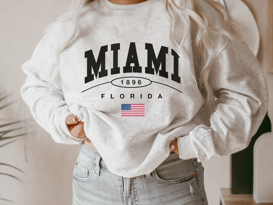 Miami Florida Sweatshirt, Miami Shirt, Miami Crewneck, Miami Sweatshirt ...