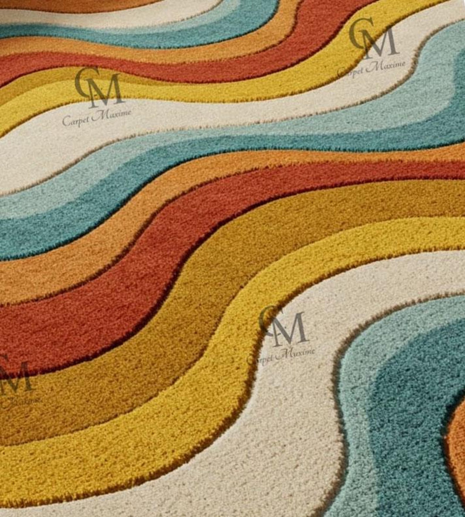 Rainbow Waves 5x8 Rectangular Hand Tufted Rug in Vibrant Multicolor ...