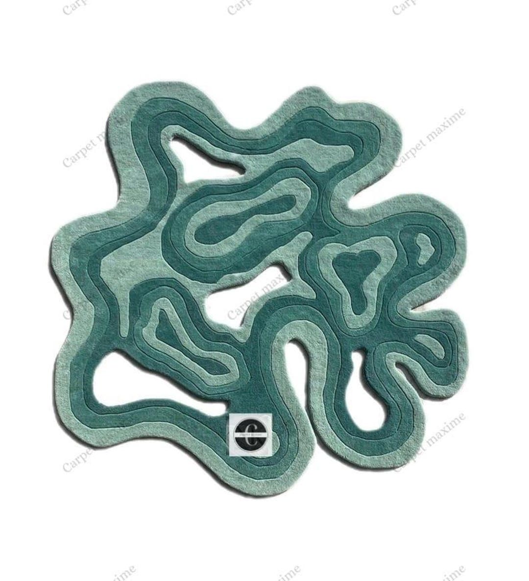 Modern Abstract Hand Tufted Wool Rug: Teal and Aqua Area Rug for Living ...