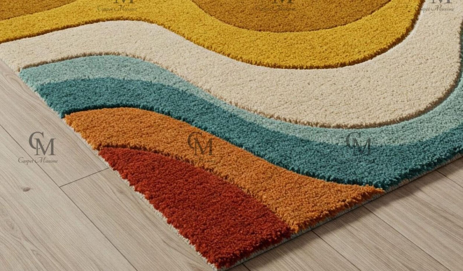 Rainbow Waves 5x8 Rectangular Hand Tufted Rug in Vibrant Multicolor ...