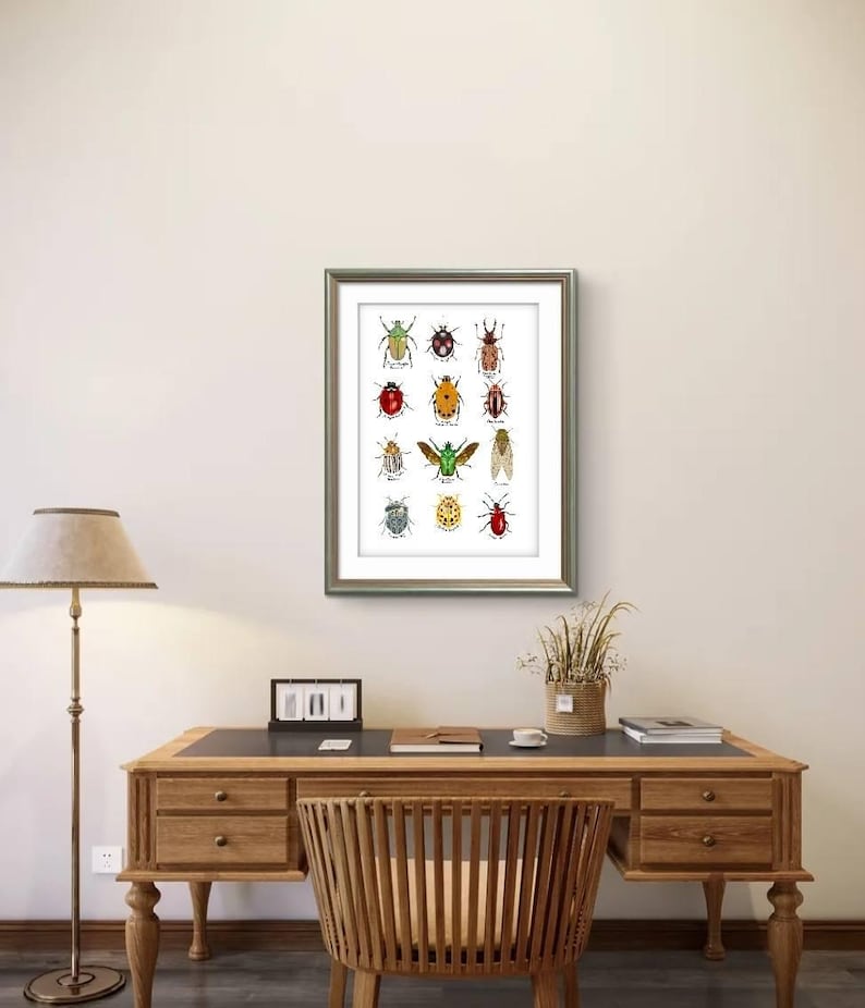 Illustrated Chart of Insects Educational Art Print Nature Study ...