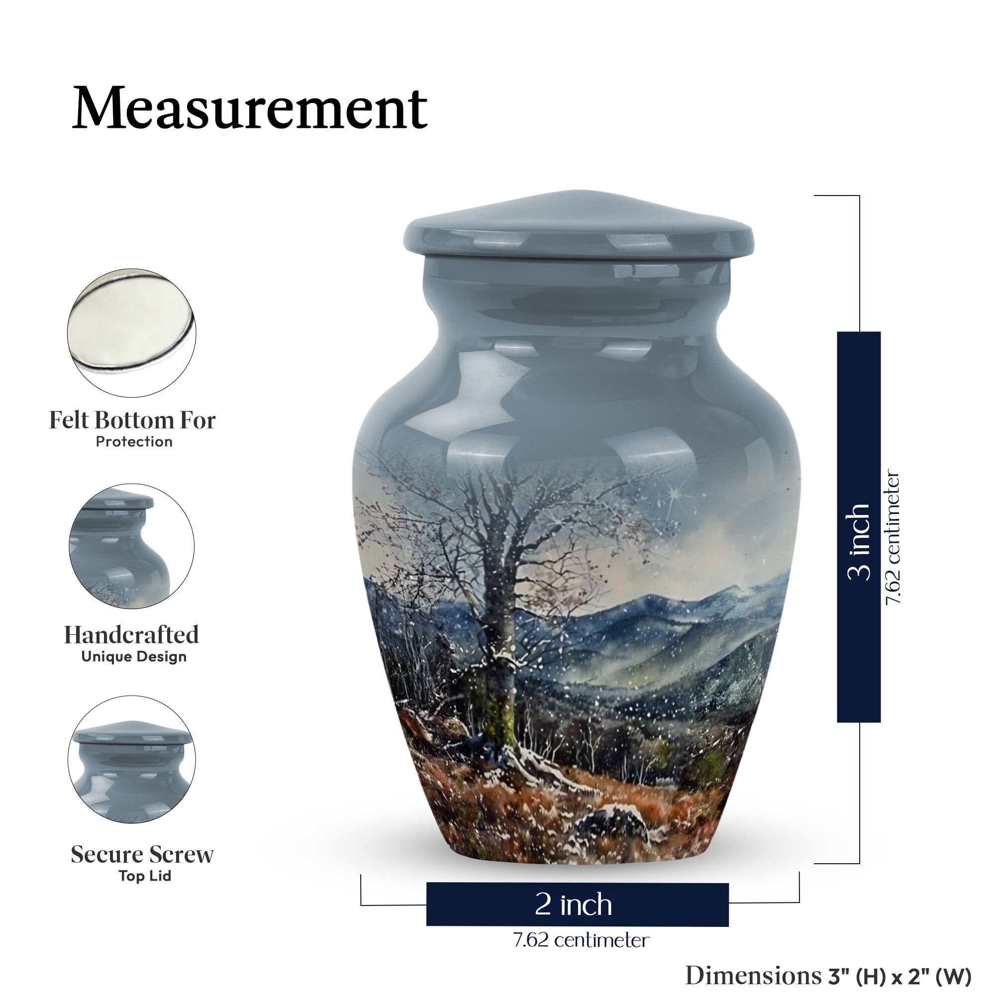 Winter Mountain Landscape Urn for Ashes, Memorial Urn for Adults ...