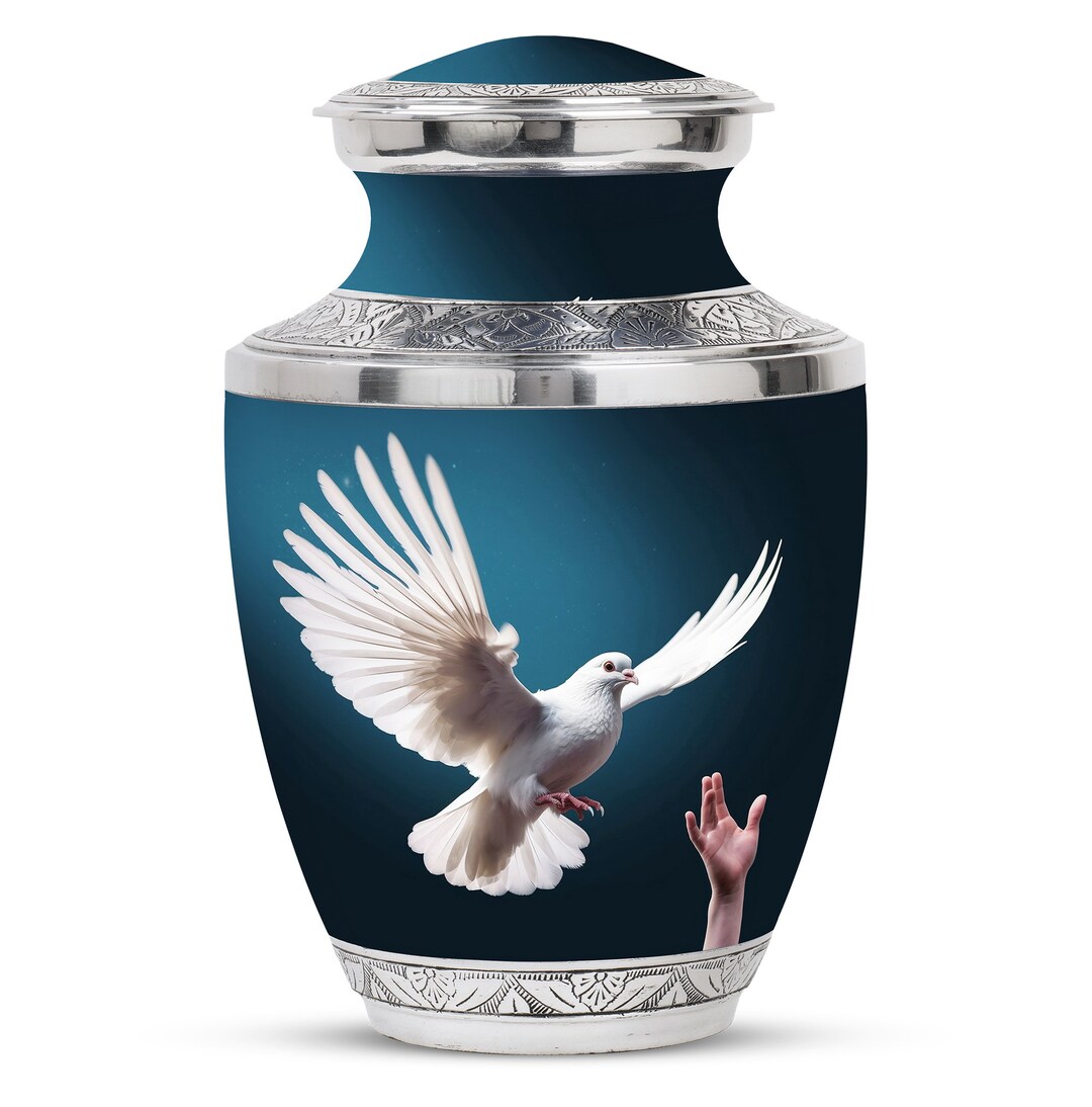 White Dove Urns for Human Ashes, Blue Large Urn for Ash, Small Urn for ...