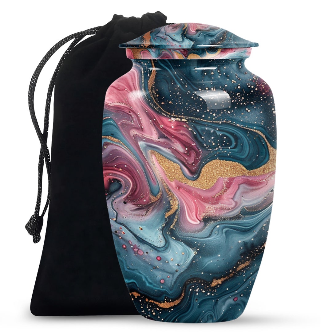 Vibrant Swirl Cremation Urn for Human Ashes, Decorative Funeral ...