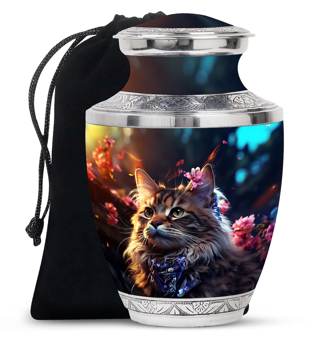 Loving Pet Cat Memorial Urn for Animal Ashes, Cat Lover's Cremation Urn ...