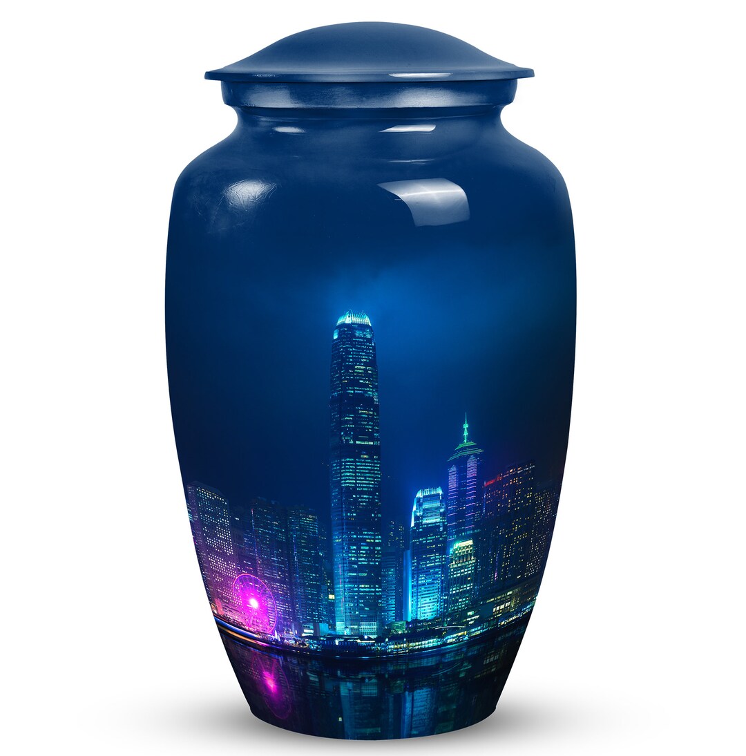 City Night Cremation Urn: Aluminum Adult Ashes Urn, Keepsake Size - Etsy