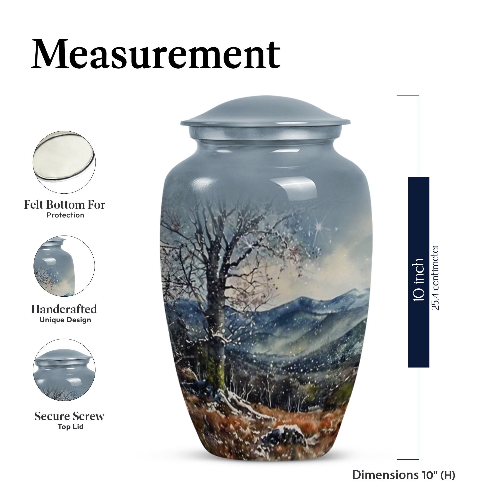 Winter Mountain Landscape Urn for Ashes, Memorial Urn for Adults ...