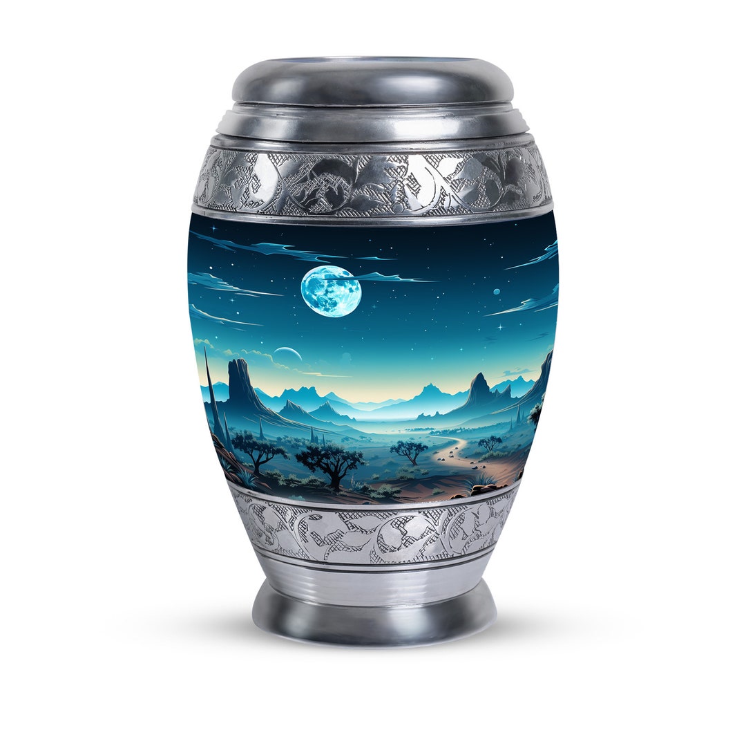 Desert Blue Moonrise Midnight Wilderness Funeral Urn for Human Ashes ...