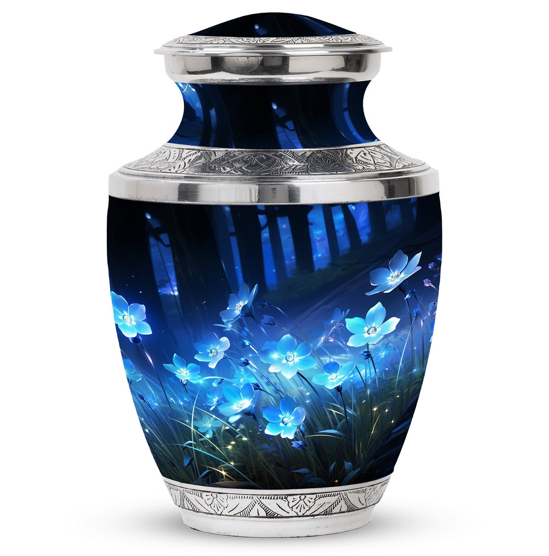Nature Inspired Cremation Urn for Adults - Floral and Forest Design ...
