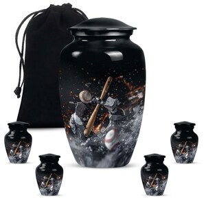 Large Urn for Human Ashes, Baseball and Bat Themed Cremation Urn Ashes ...