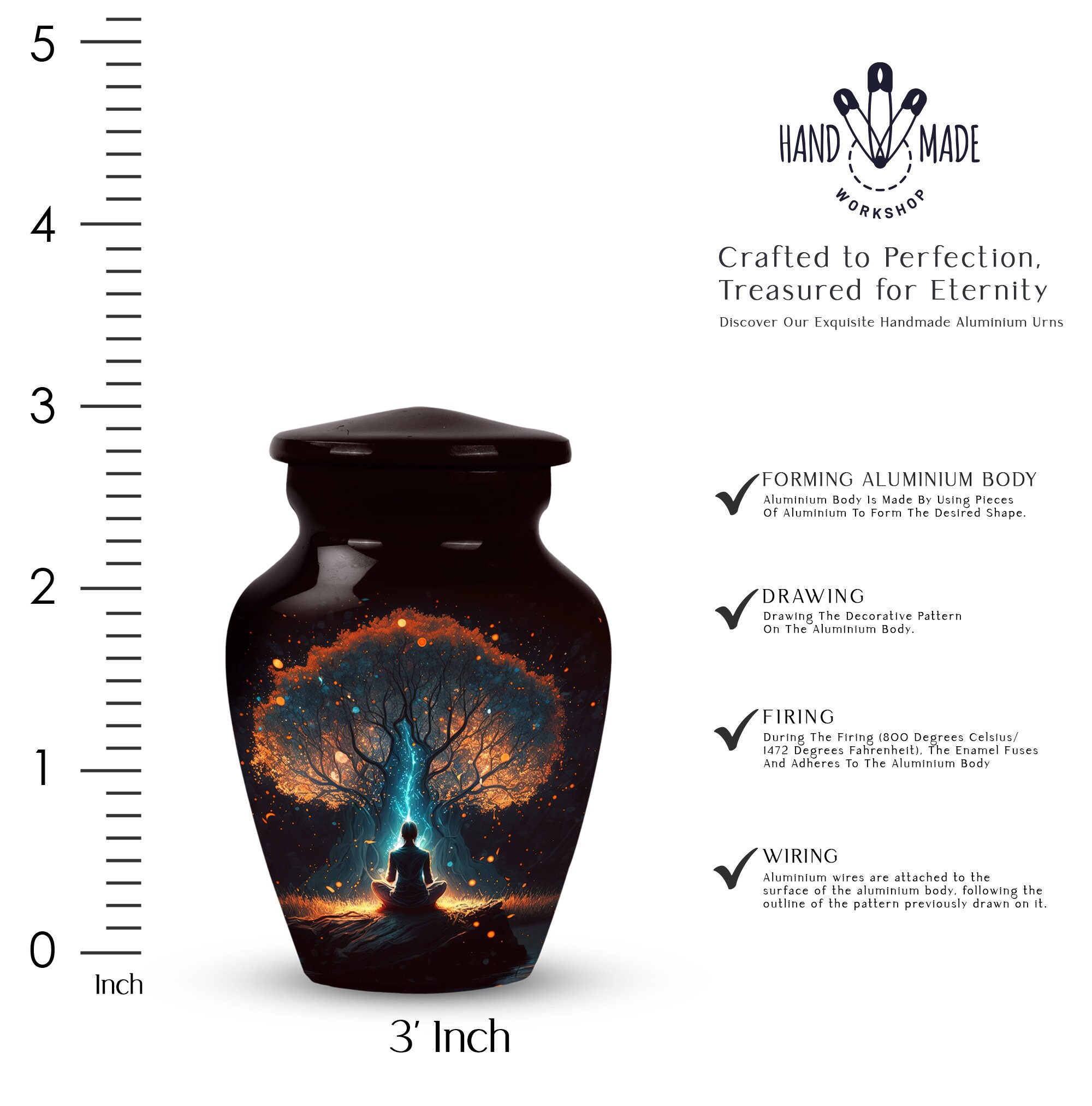 Handcrafted Sunset Glow Tree of Life Urn Dark Meditation Design, 1 ...