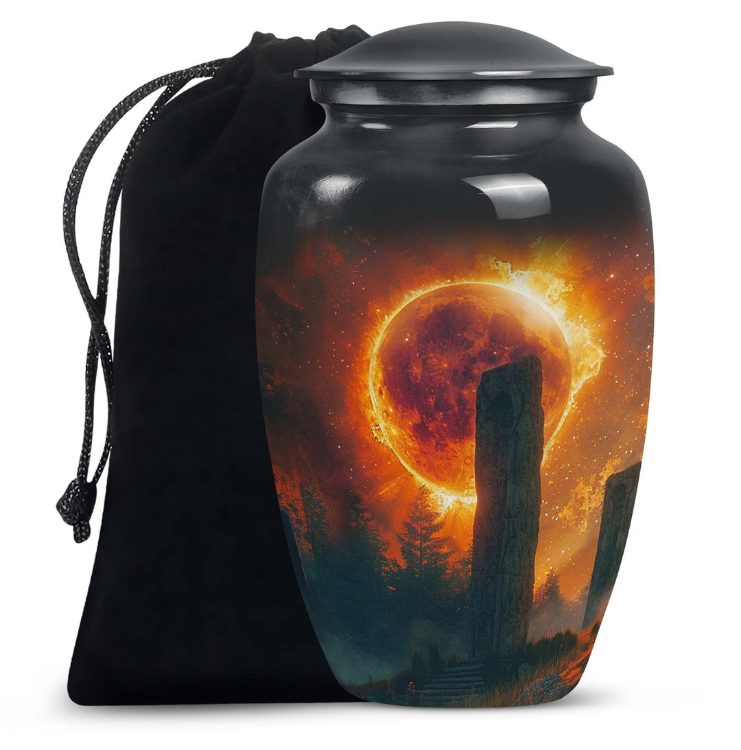 Solar Eclipse Cremation Burial Urn for Ashes, Decorative Urns for Human ...