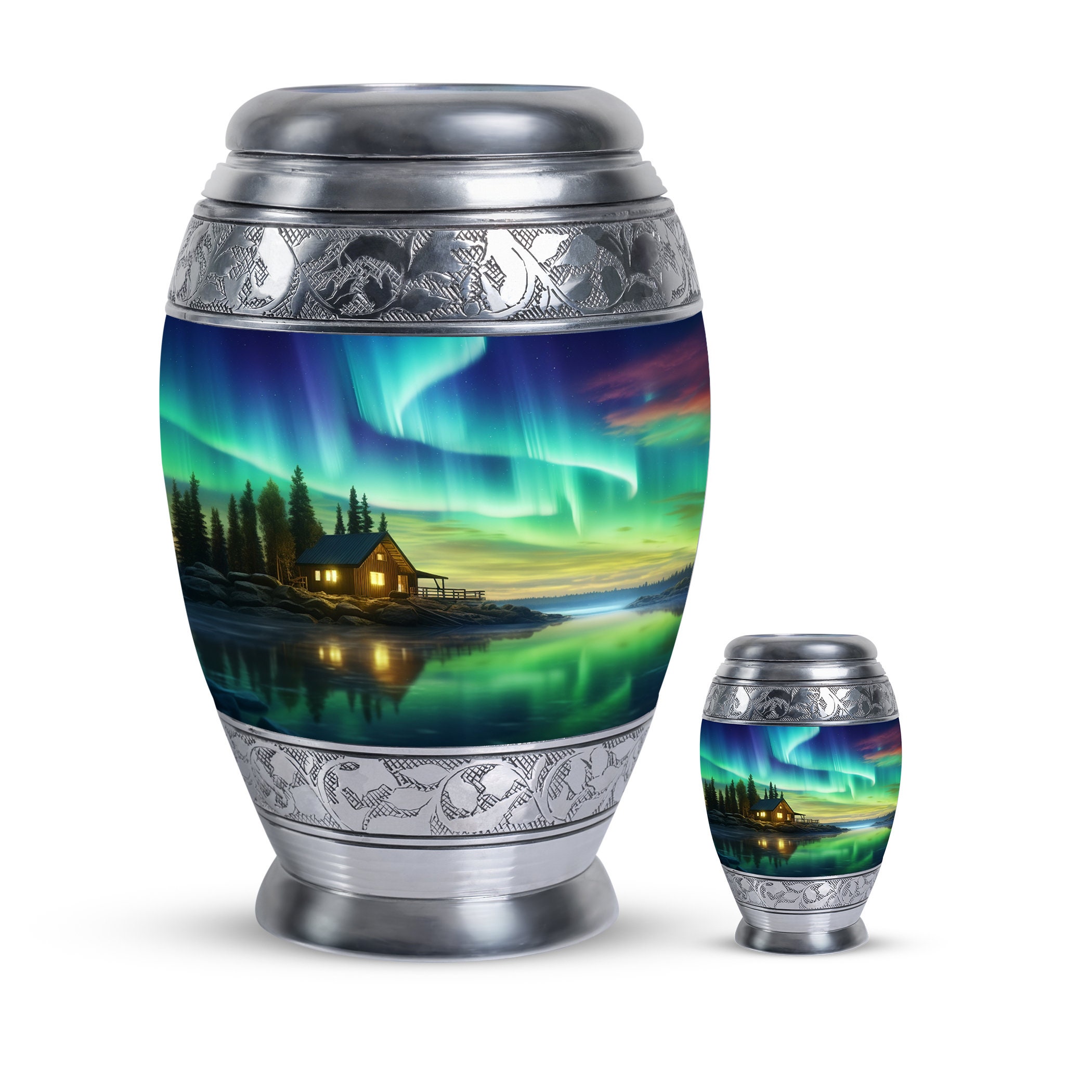 Aurora Borealis Northern Light Memorial Cremation Urn Large, Mini ...