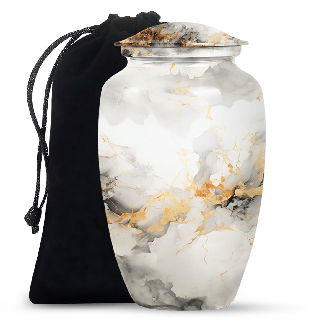 Marble Design Urn for Human Ashes Full Size, Adult Cremate Urn, Small ...