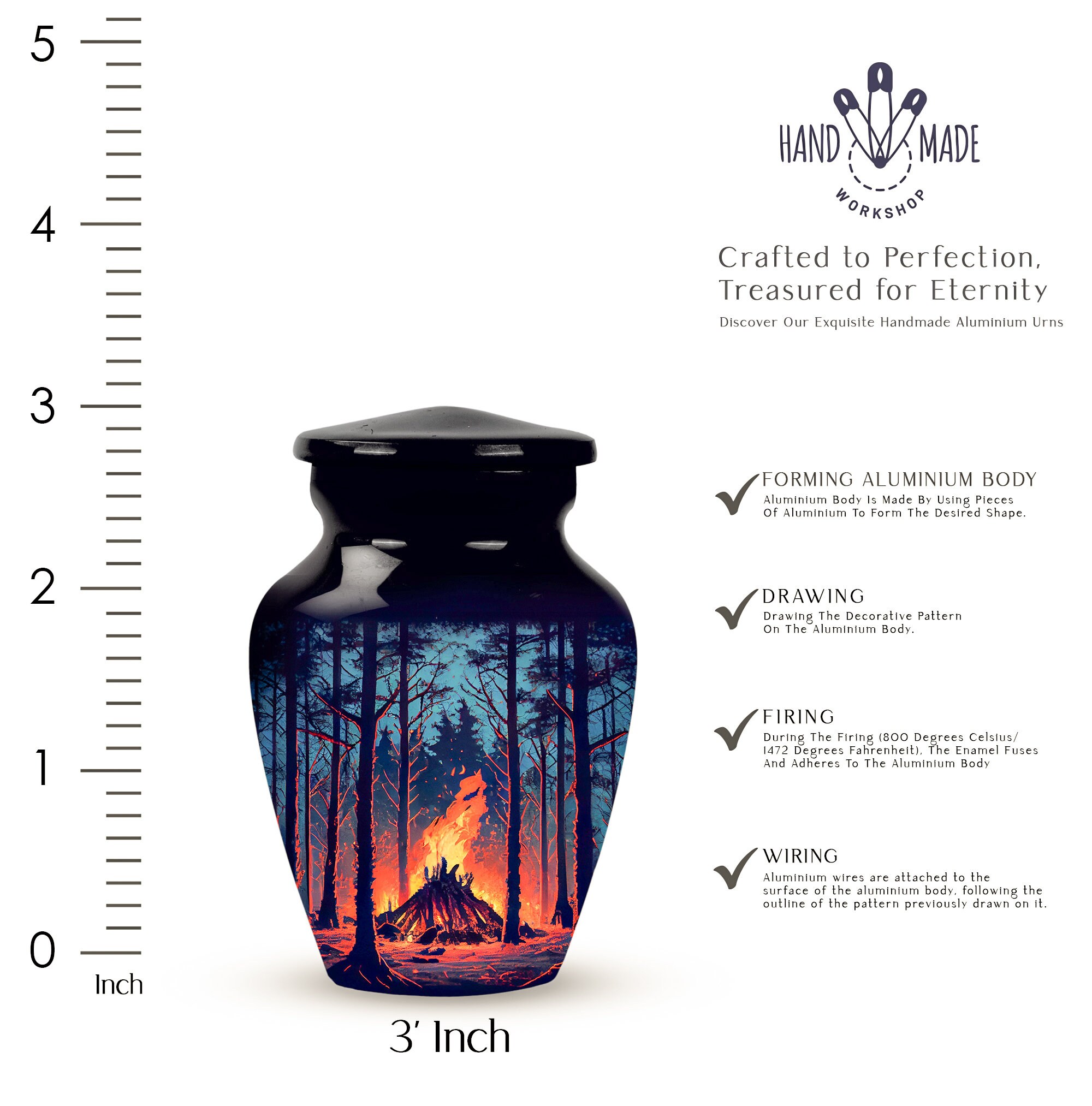 Handcrafted Forest Fire Cremation Urn Human Adult Ashes Memorial ...