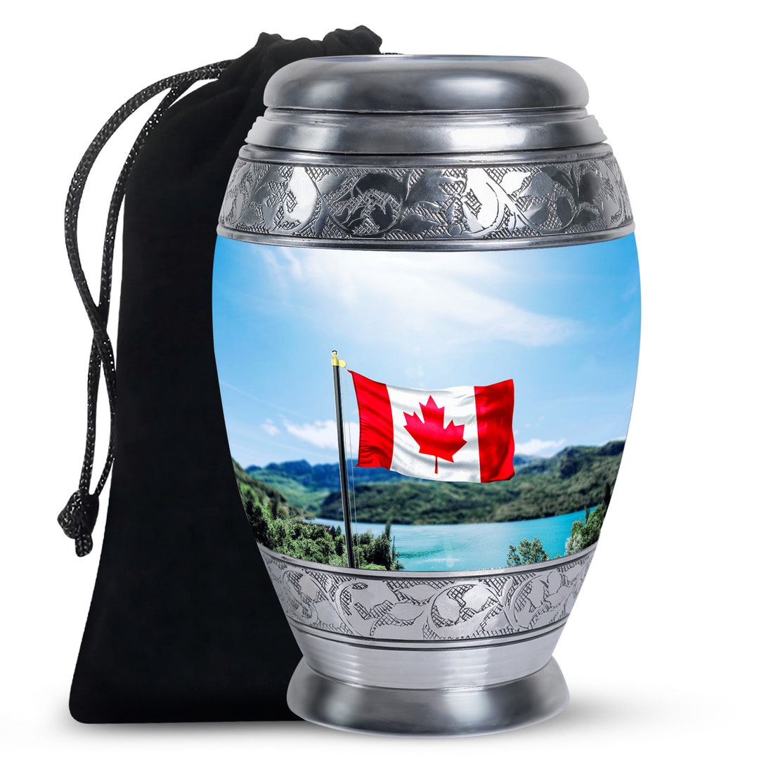 Canadian Flag Urns for Human Ashes, Blue Memorial Urn, Keepsake Urns ...