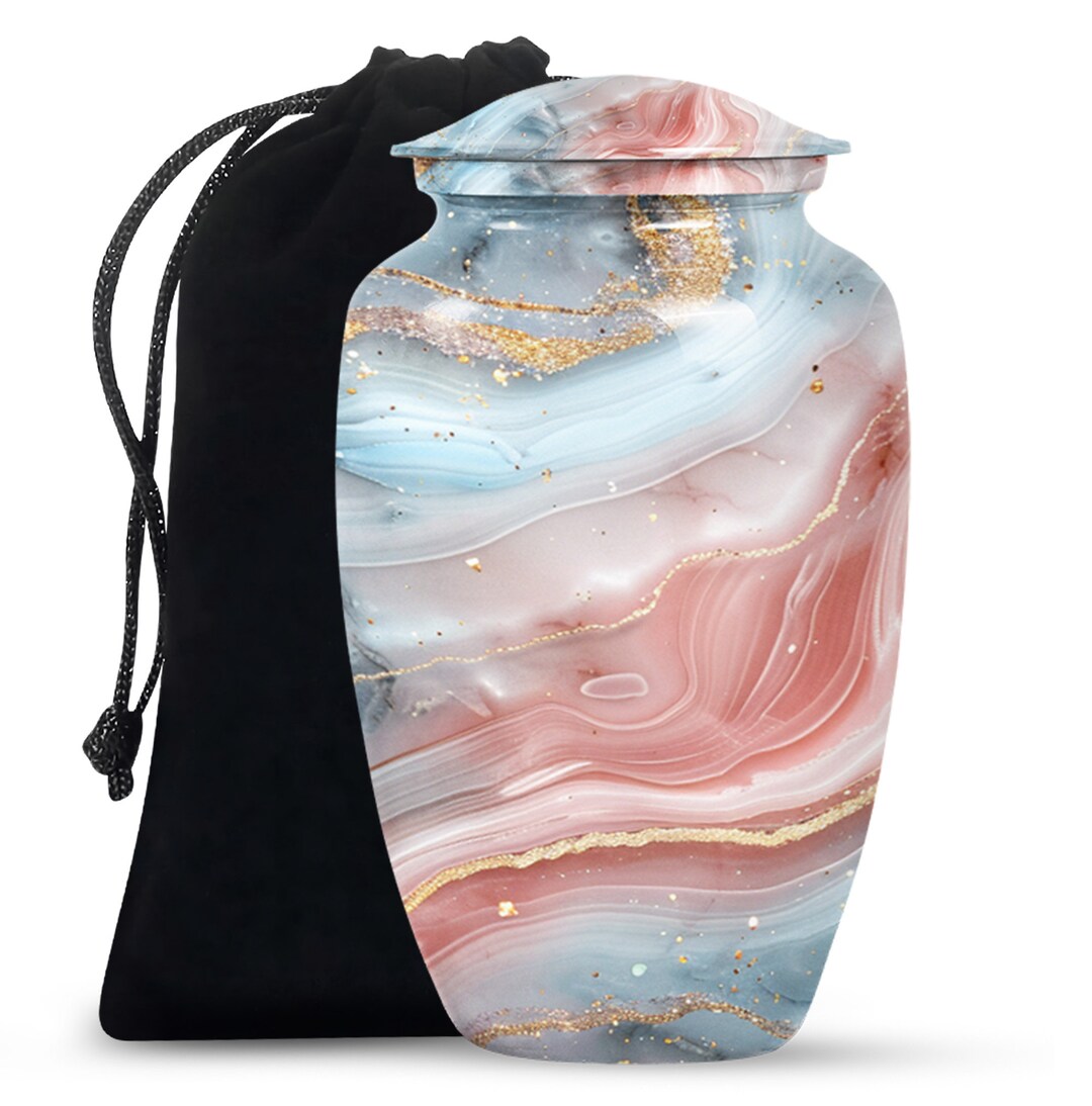 Blue Pink Marble Urn, Large Urn for Human Ashes, Small Cremation Urn ...