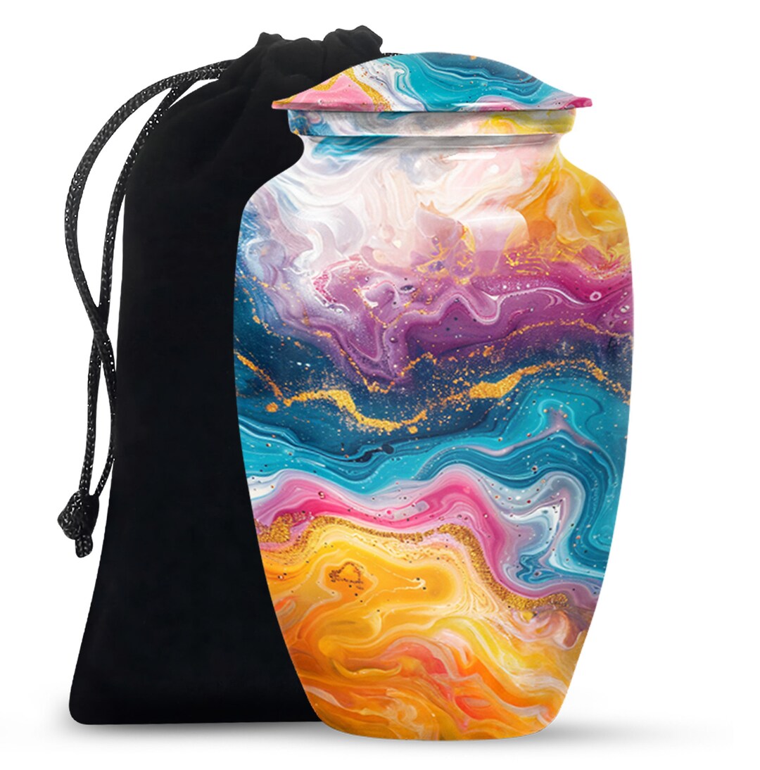 Abstract Colorful Swirl Design Memorial Urn, Small Urn for Human Ashes ...