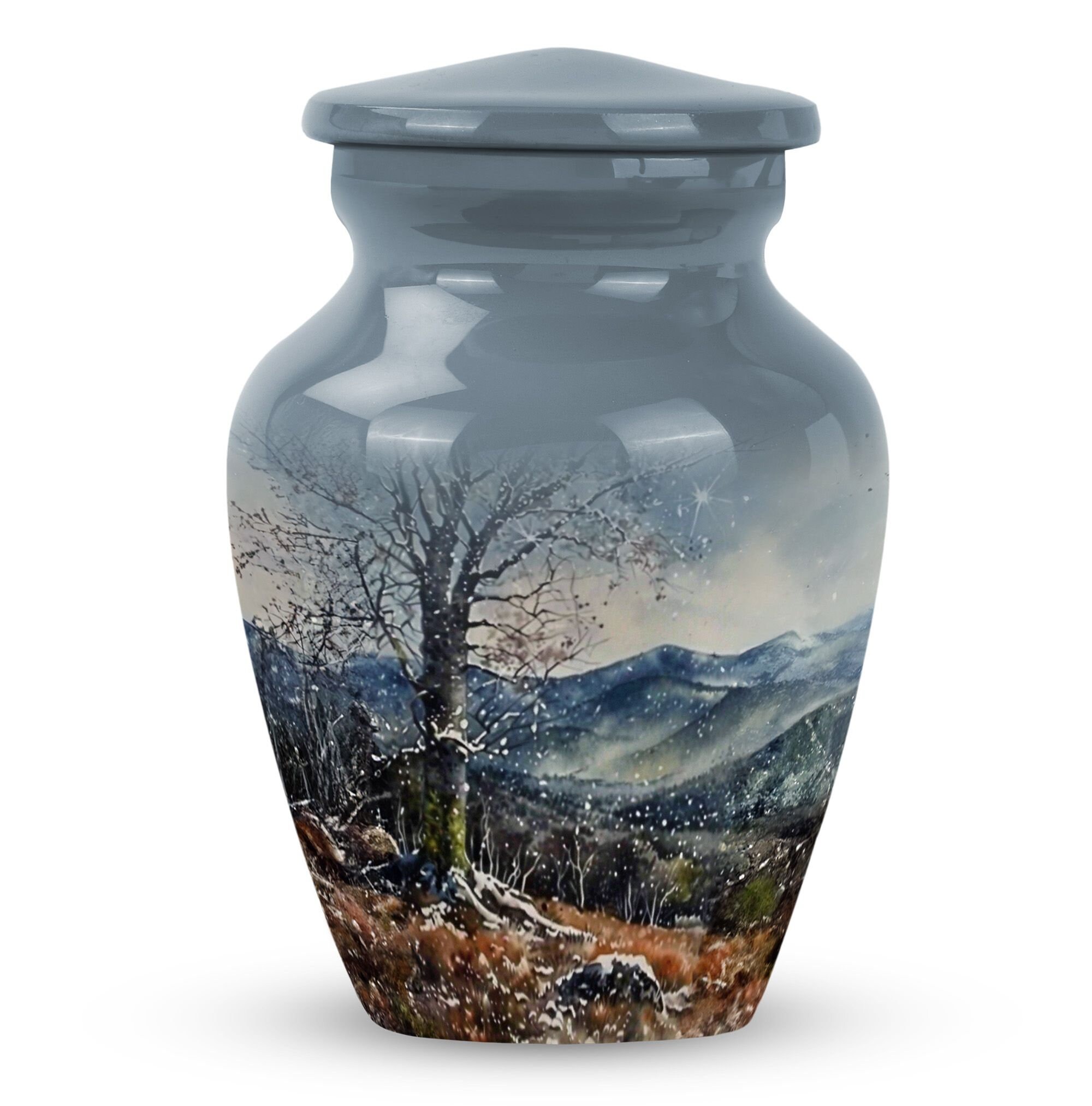 Winter Mountain Landscape Urn for Ashes, Memorial Urn for Adults ...