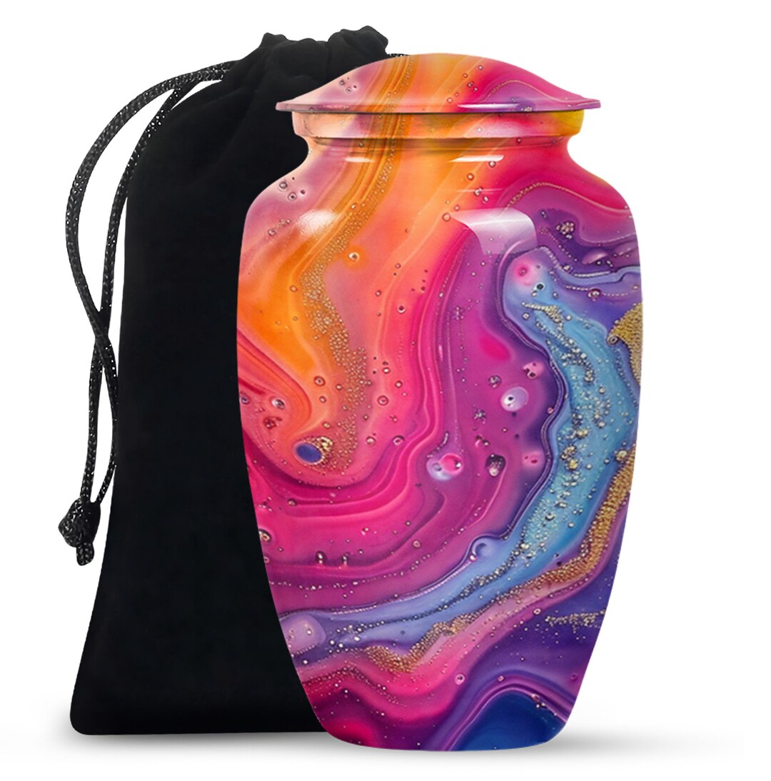 Abstract Colorful Swirl Urn for Human Ashes, Unique Memorial Keepsake ...