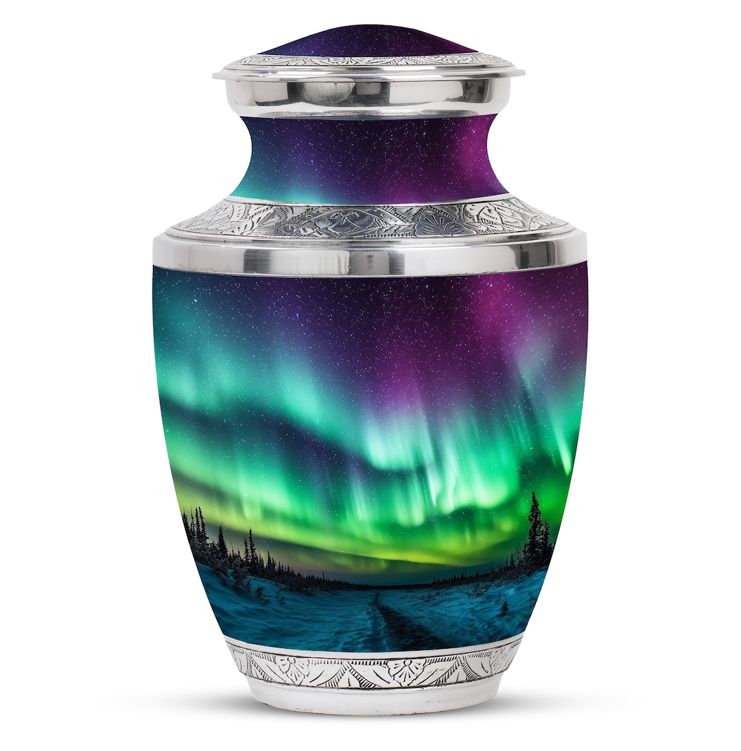 Aurora Borealis Cremation Urn for Human Ashes, Northern Light Urn ...