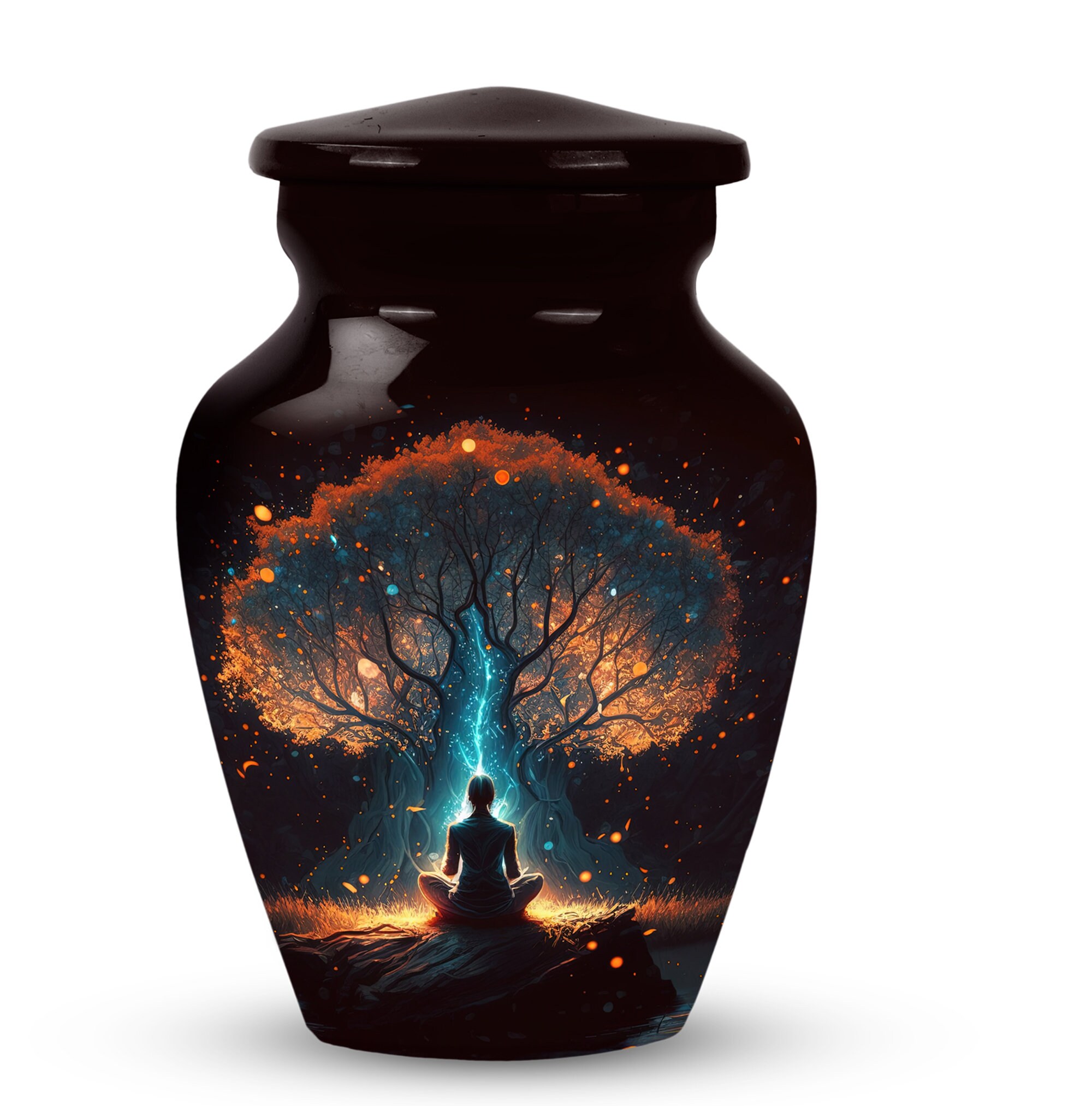 Handcrafted Sunset Glow Tree of Life Urn Dark Meditation Design, 1 ...