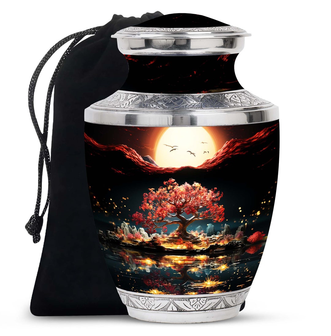 Sunset Tree of Life Memorial Urn for Ashes, Decorative Urns for Human ...