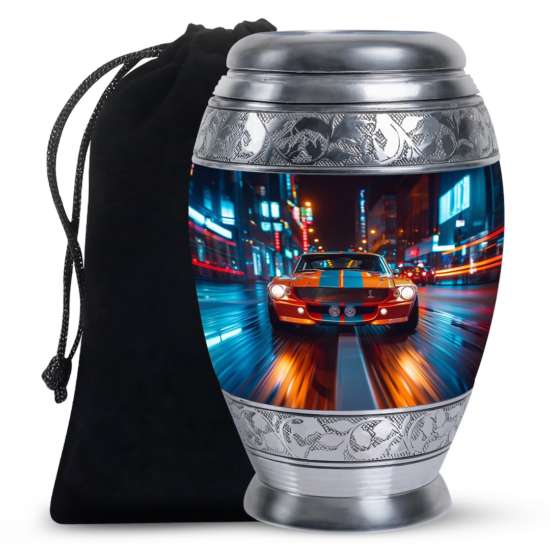 Car Memorial Urn for Ashes: Modern City Nightlife Cremation Urn (200 ...