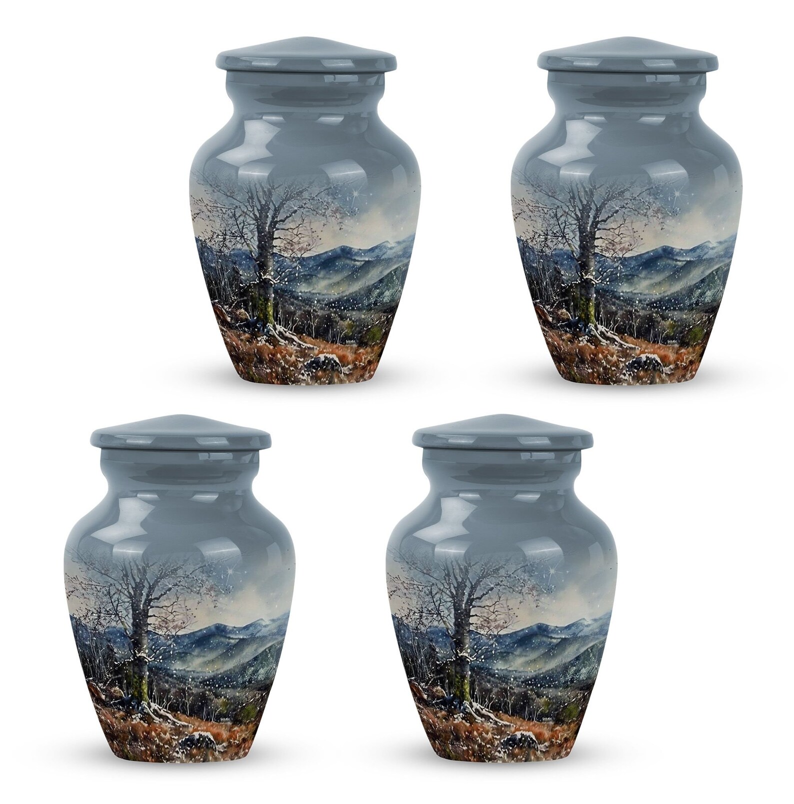 Winter Mountain Landscape Urn for Ashes, Memorial Urn for Adults ...