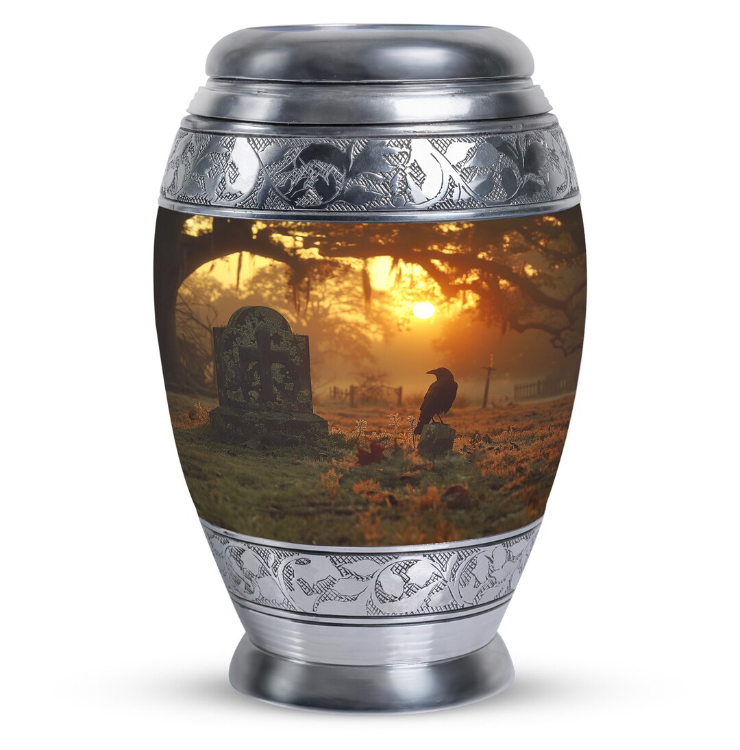 Sunset Reverie Cremation Urn: Graveyard Scene, Aluminum, Adult ...
