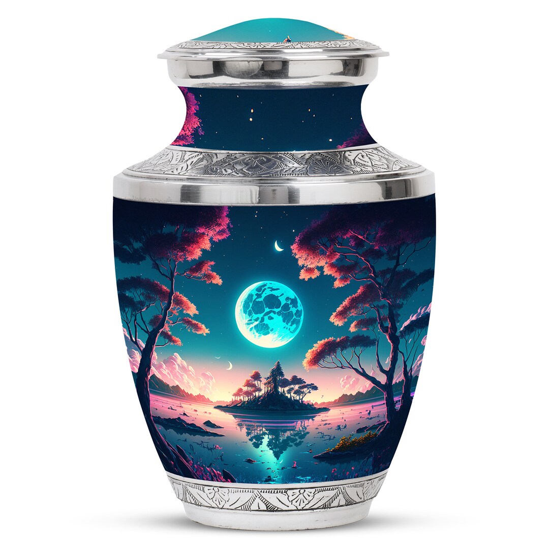 Cosmic Night Sky & Moon Design Cremation Urn for Adult Human Ashes Mom ...