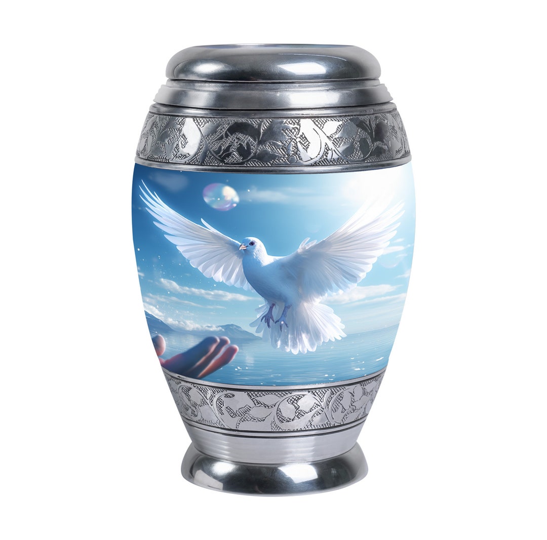 White Dove Memorial Urns for Human, Funeral Urn for Adults, Cremation ...