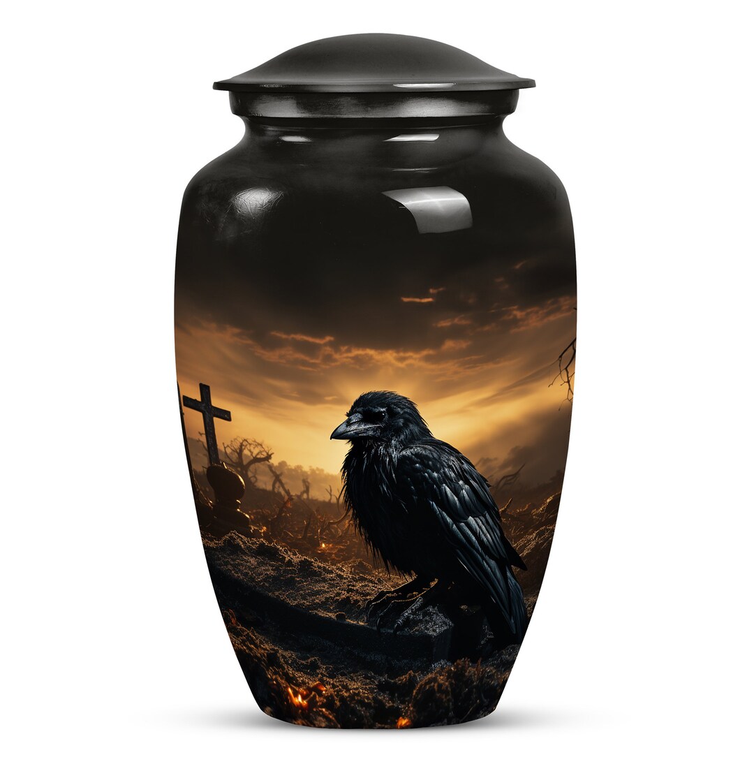 The Raven Watch Over Forgotten Realms Funeral Urn - Solemn 10" Adult ...