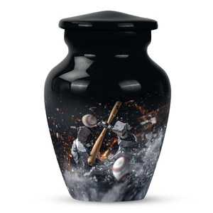 Large Urn for Human Ashes, Baseball and Bat Themed Cremation Urn Ashes ...