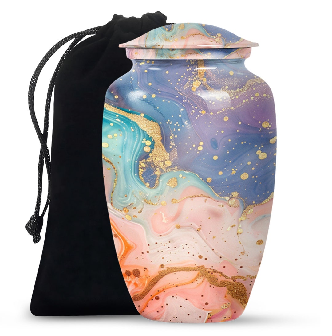 Abstract Pastel Swirl Design Cremation Urn for Human Ashes, Personalize ...
