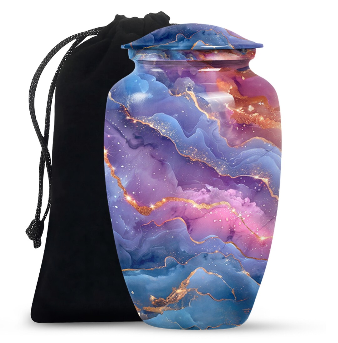 Colorful Galaxy Swirl Memorial Urn for Ashes, Cremation Burial Urn for ...