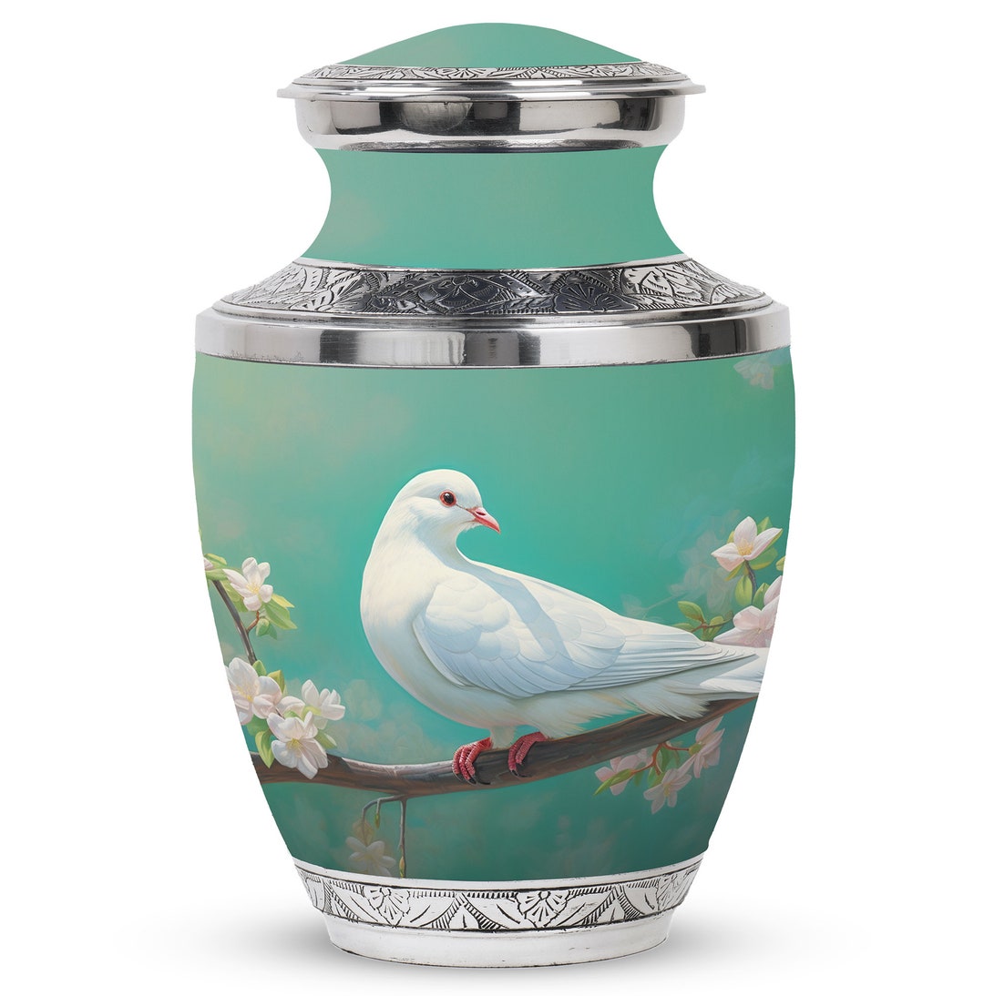 Dove & Blossom Tree Cremation Urn: Aluminum Adult Memorial Urn (200 ...
