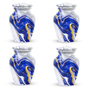 White and Blue Cremate Urn for Human Ashes, Memorial Urn for Ashes ...