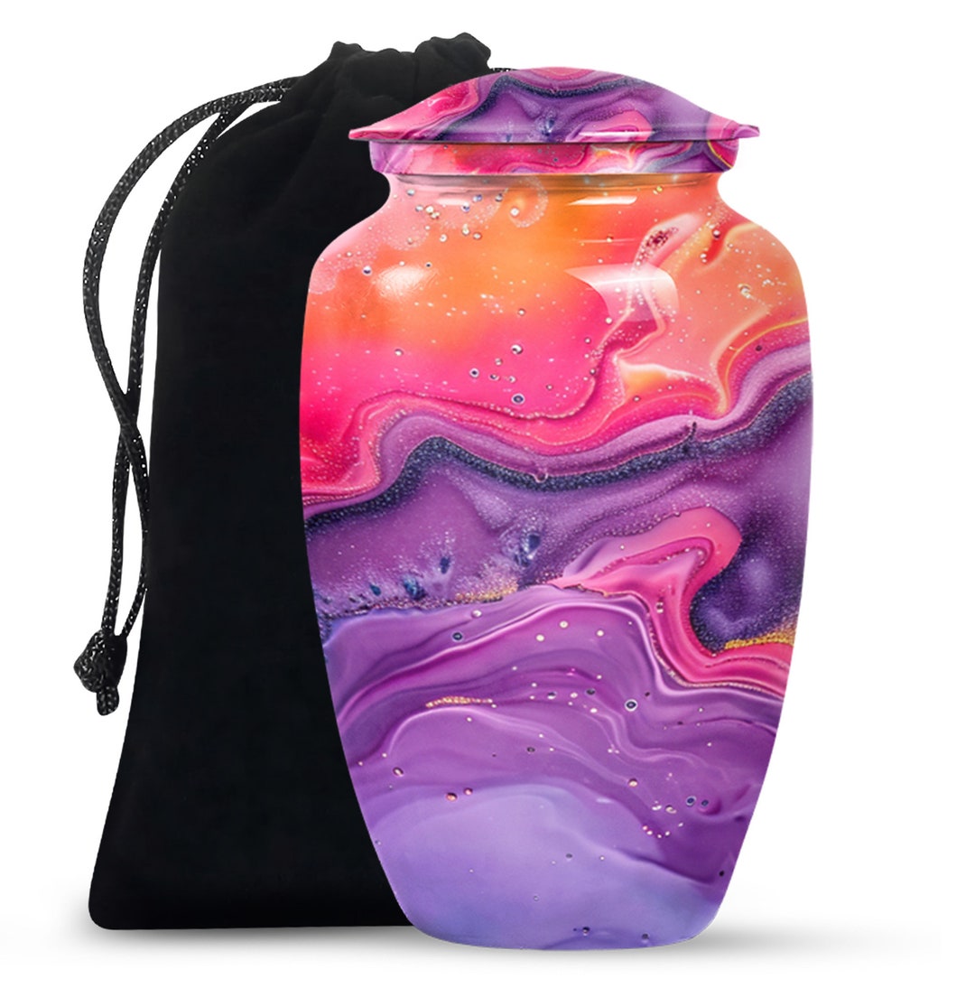 Colorful Purple and Orange Swirl Design Urn for Human Ashes, Unique ...