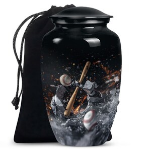 Large Urn for Human Ashes, Baseball and Bat Themed Cremation Urn Ashes ...