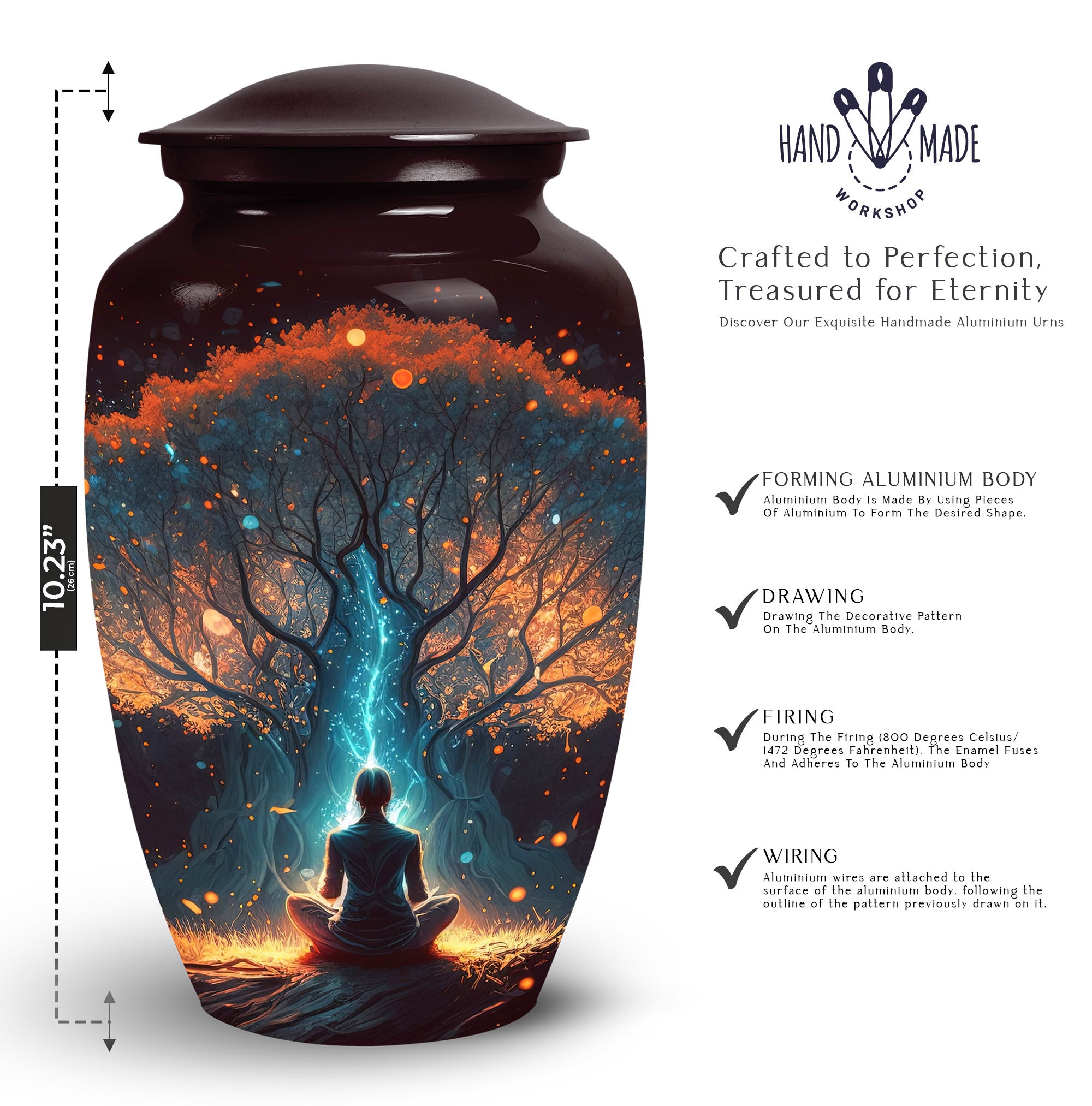 Handcrafted Sunset Glow Tree of Life Urn Dark Meditation Design, 1 ...