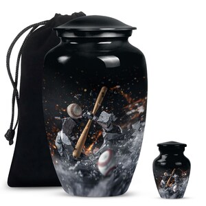 Large Urn for Human Ashes, Baseball and Bat Themed Cremation Urn Ashes ...
