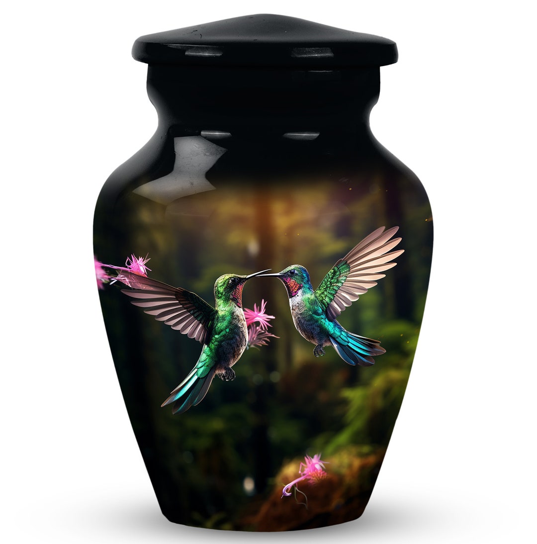 Colorful Two Hummingbird Cremation Urn for Female & Male, Nature ...