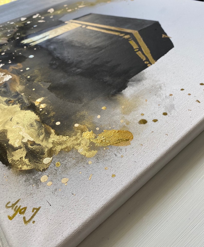 Kaba Art Canvas Gold Deco Islamic Home Decor Mecca Acrylic - Etsy