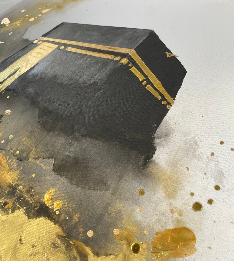 Kaba Art Canvas Gold Deco Islamic Home Decor Mecca Acrylic - Etsy