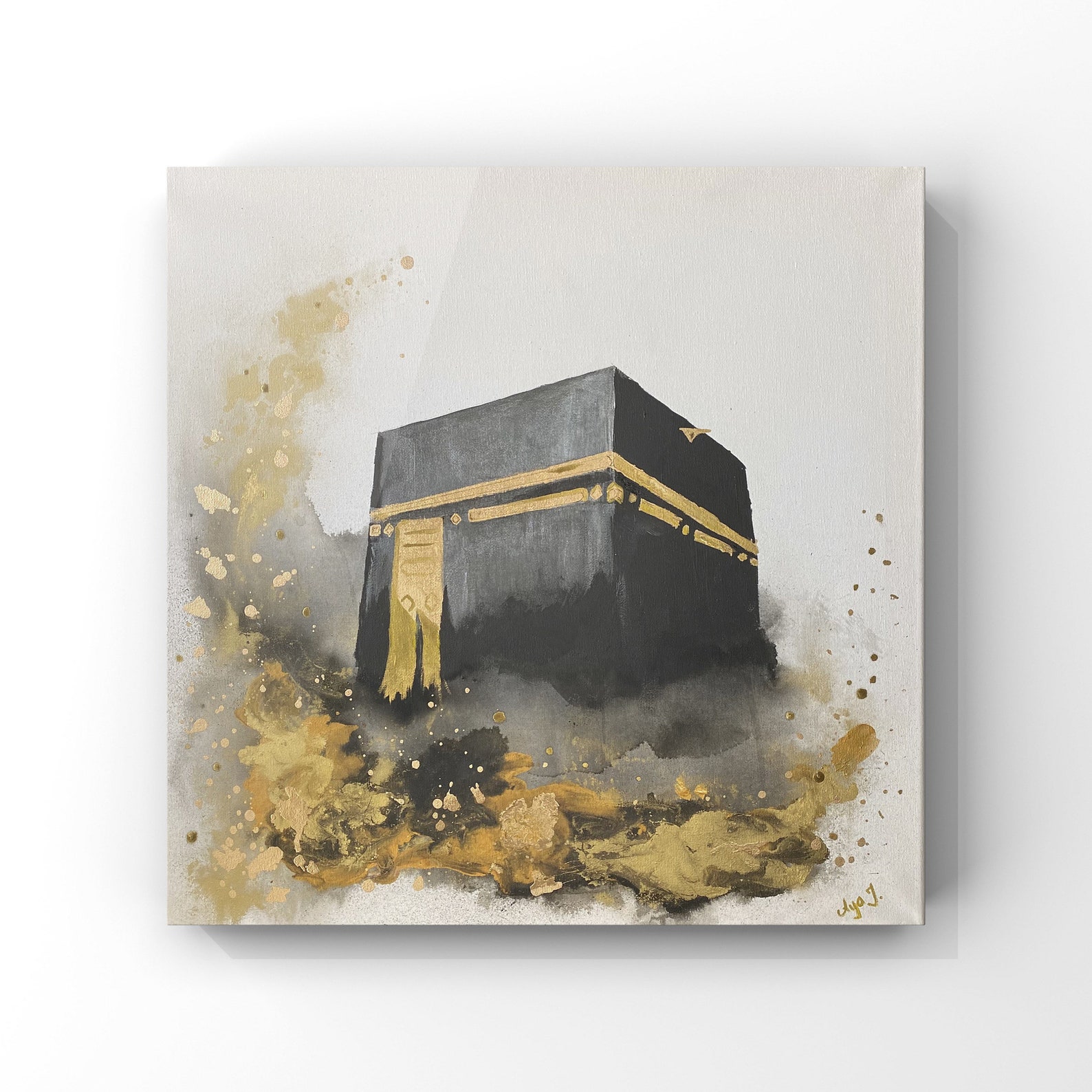 Kaba Art Canvas Gold Deco Islamic Home Decor Mecca Acrylic - Etsy