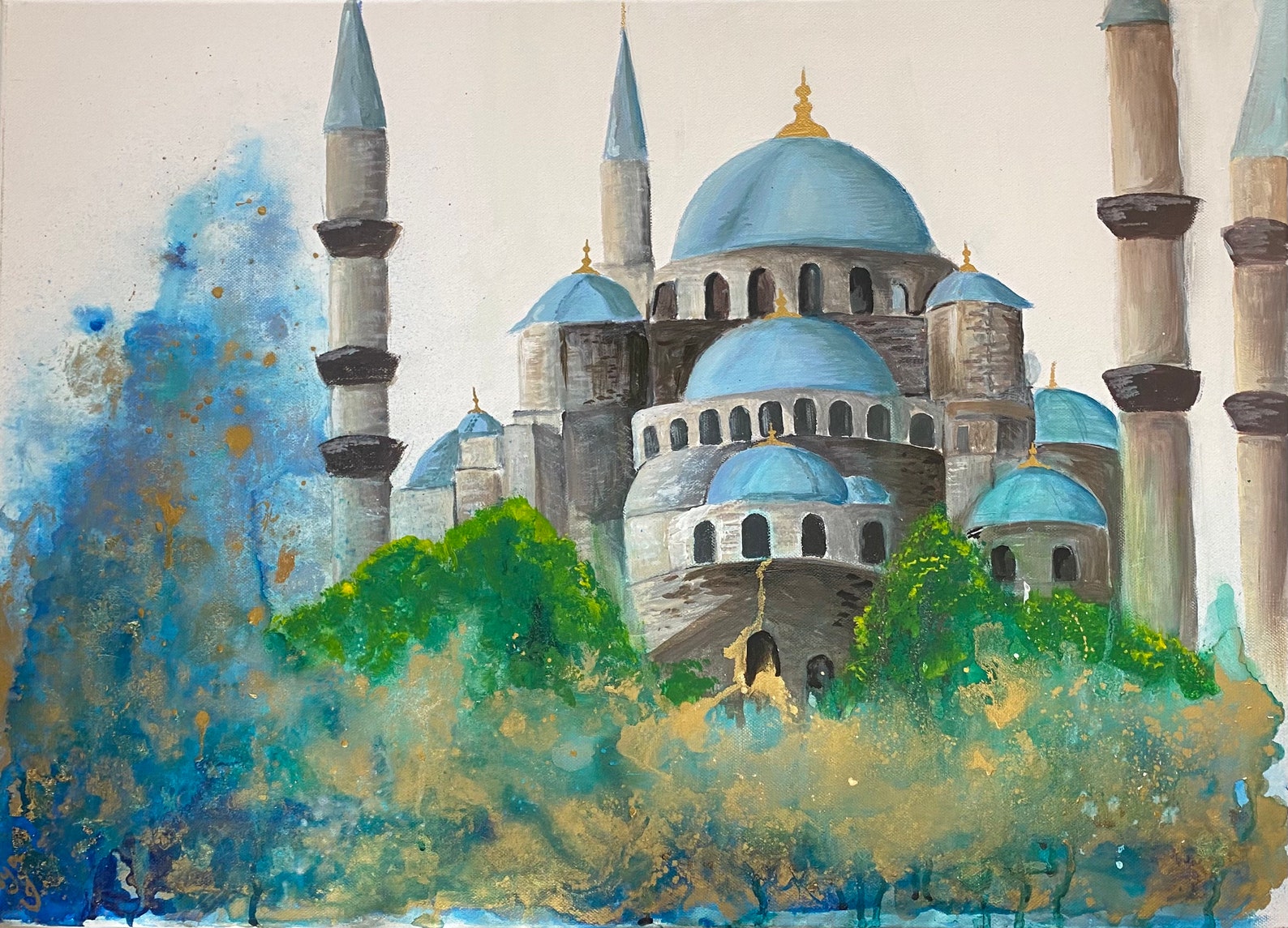 Blue Mosque Istanbul Original Acrylic Abstract Painting - Etsy