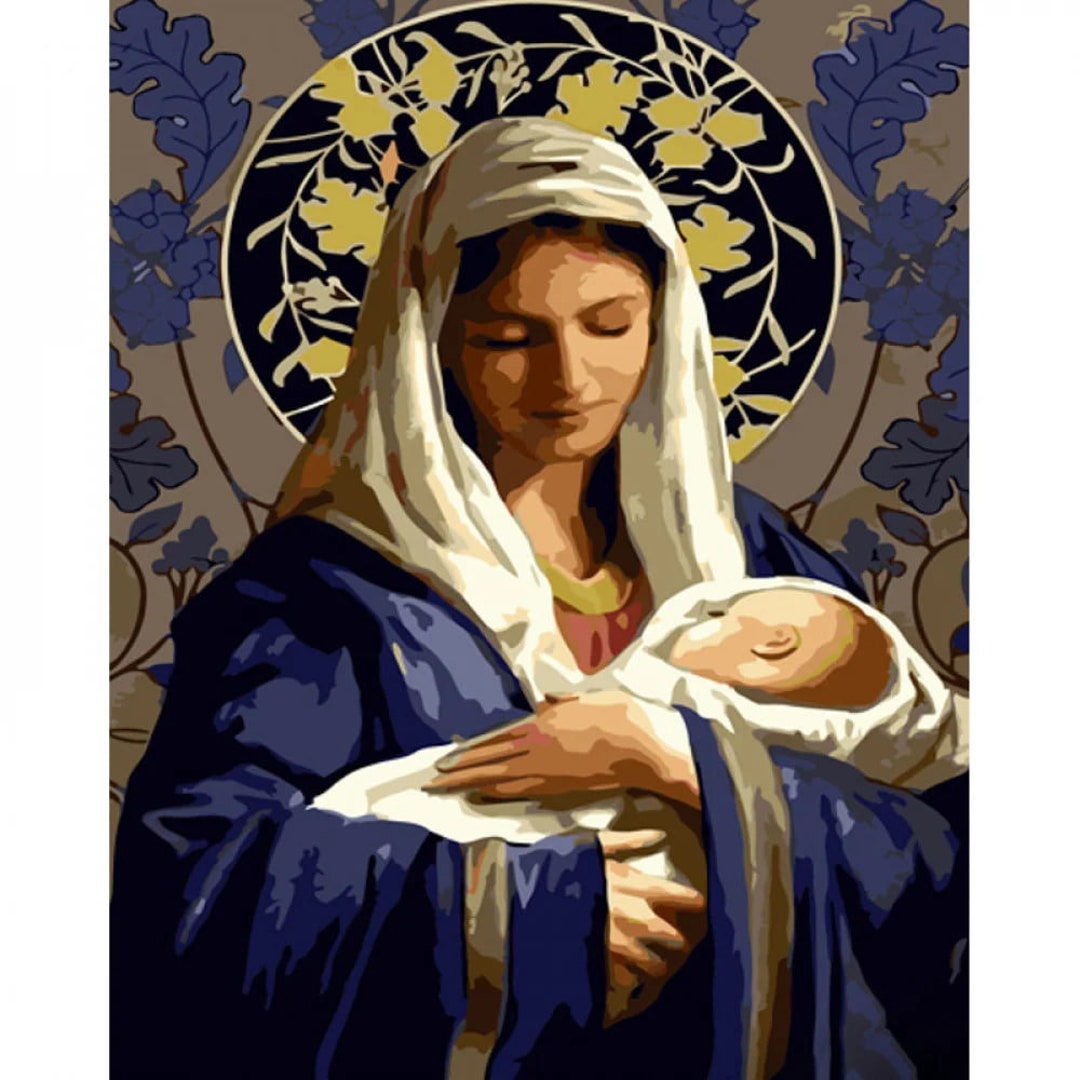 Mary With Jesus Painting by Numbers Virgin Mary - Etsy